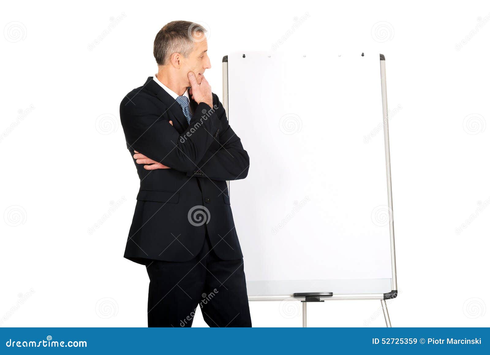 Male Executive Thinking about Presentation Stock Image - Image of plan ...