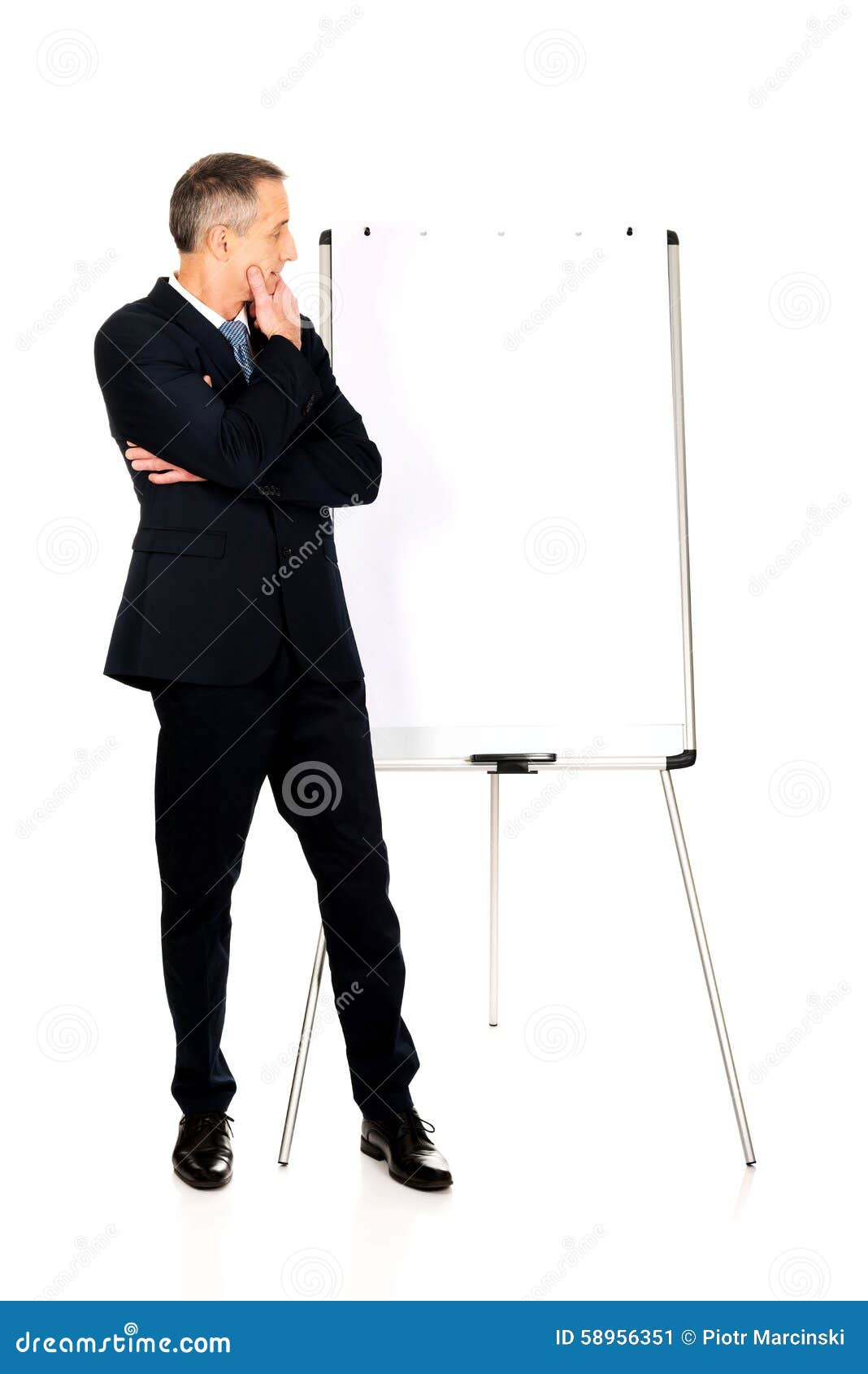 Male Executive Thinking about Presentation Stock Image - Image of ...