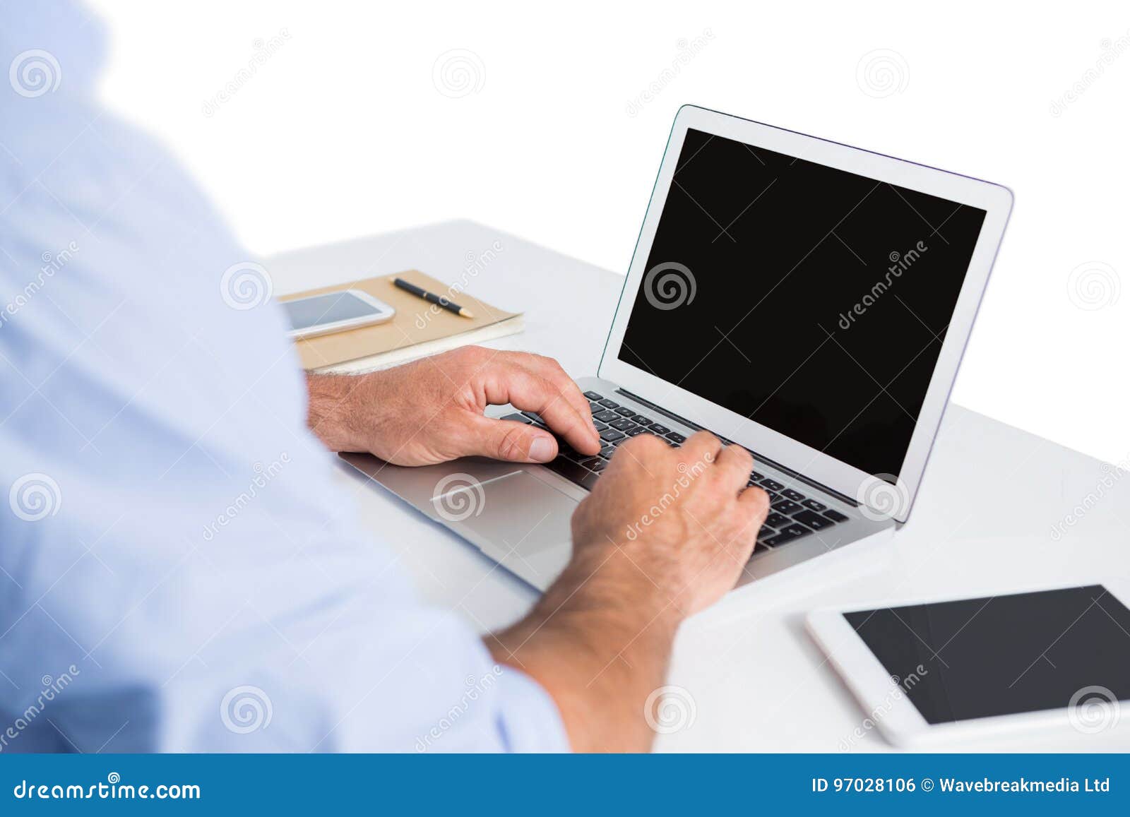 Male Executive Using Laptop at Desk Stock Photo - Image of desk, mature ...