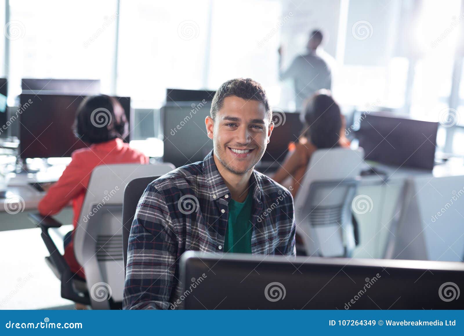 Male Executive Working on Personal Computer in Office Stock Image ...