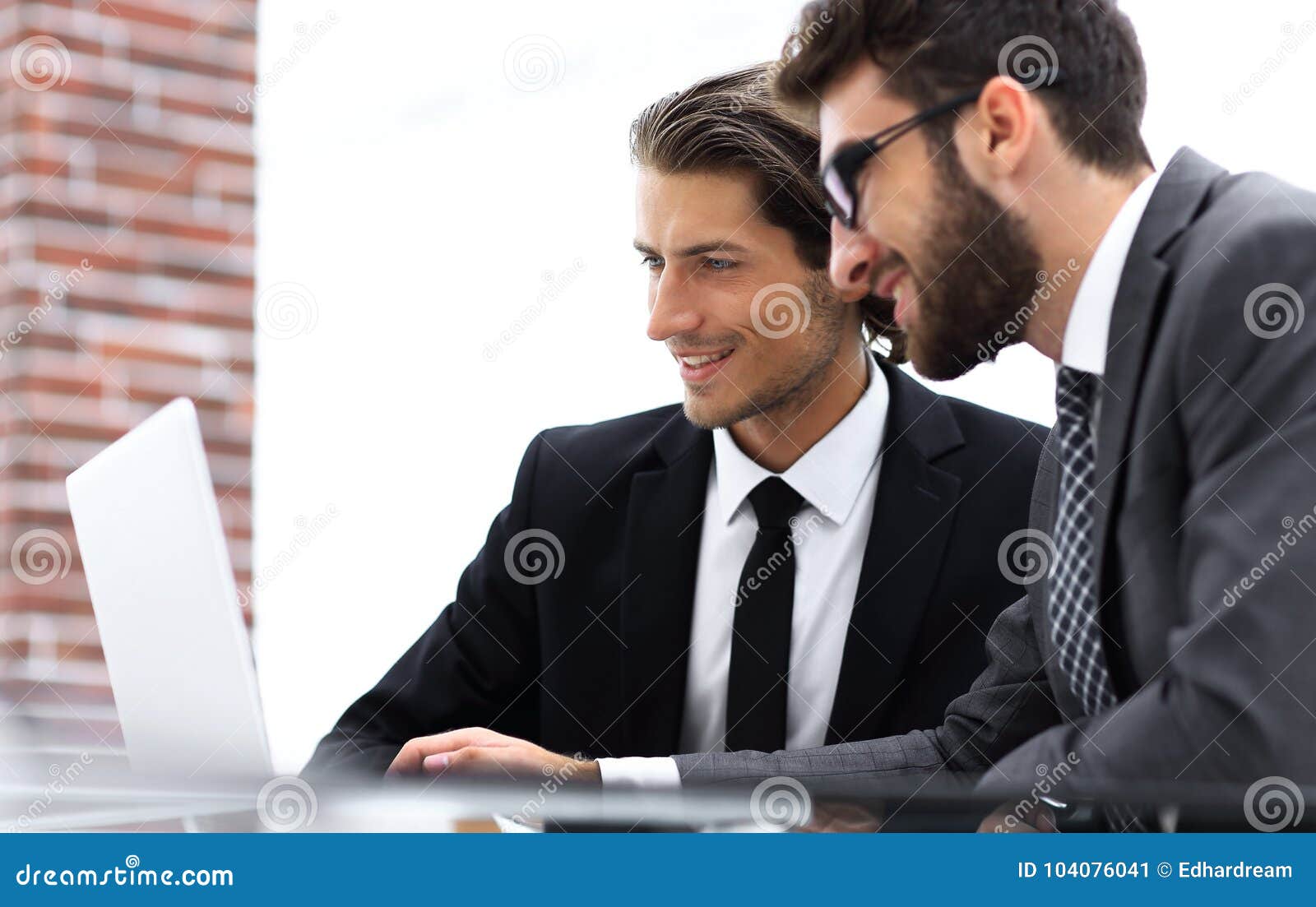 Male Executives in Office, Looking at Computer Stock Image - Image of ...
