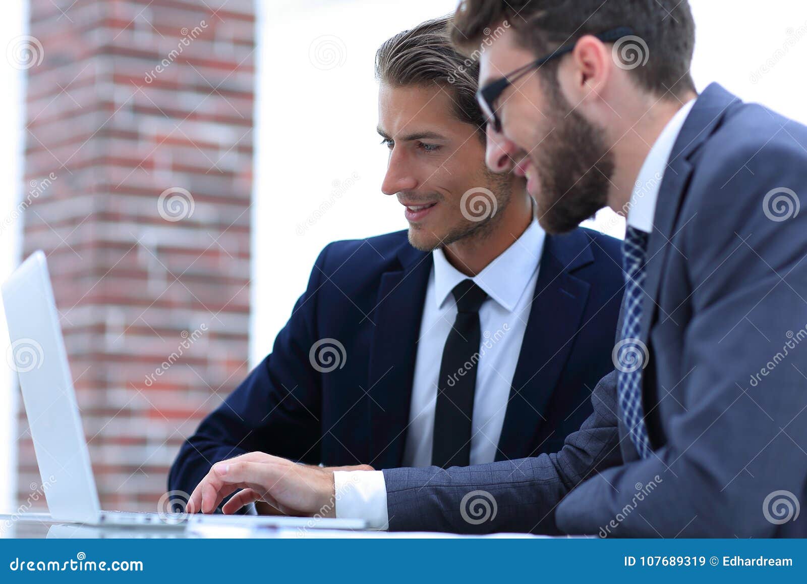Male Executives in Office, Looking at Computer Stock Image - Image of ...