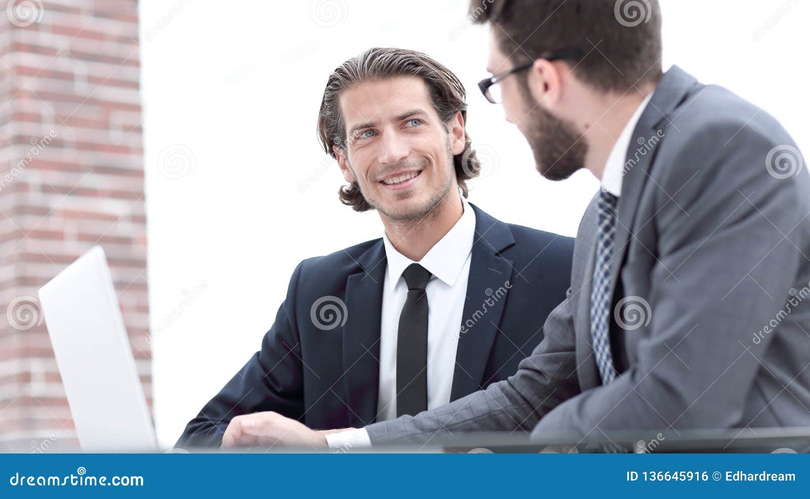 Male Executives in Office, Looking at Computer Stock Photo - Image of ...