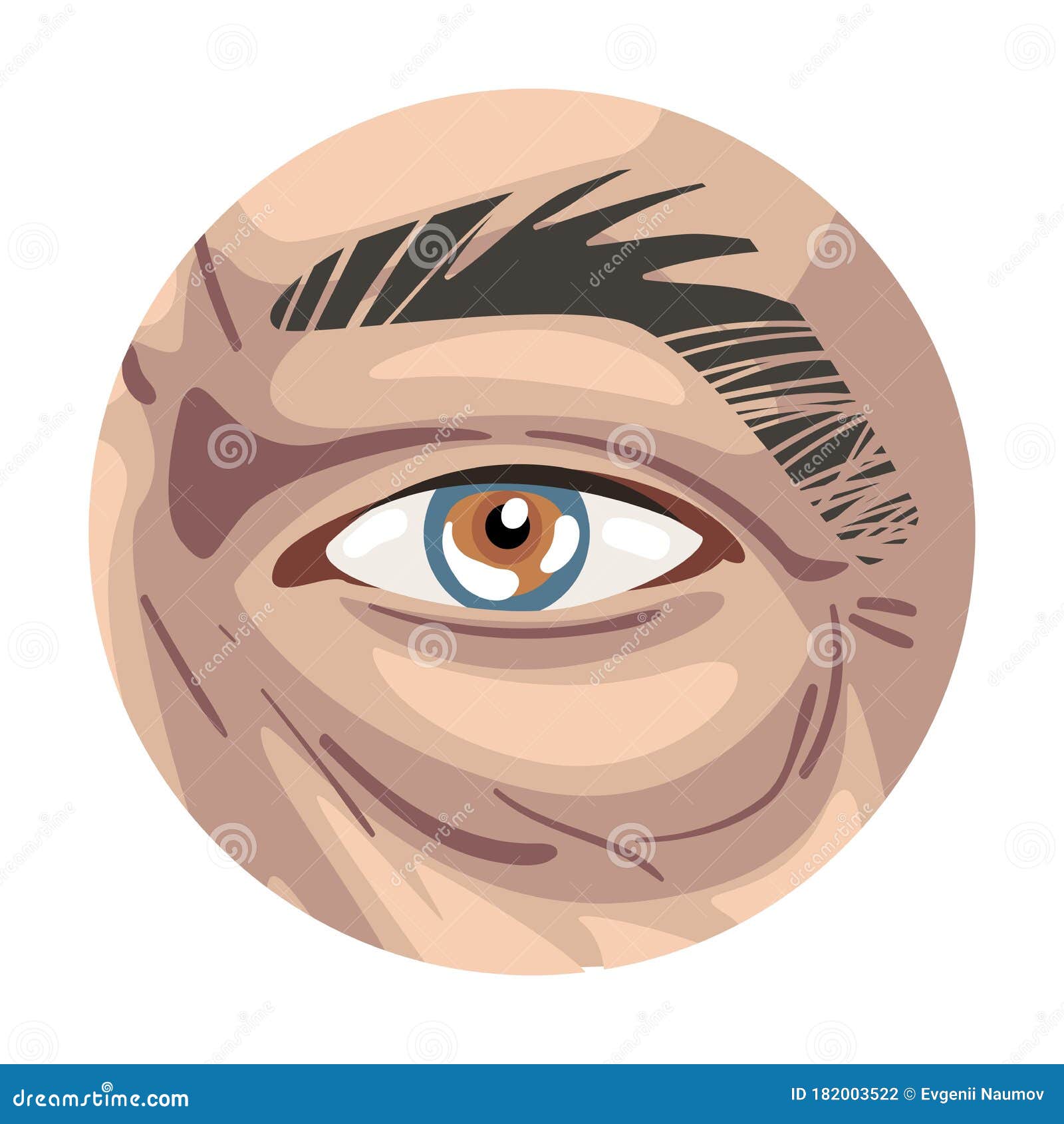 Male Eye in the Circle, Part of Human Face Vector Illustration Stock ...