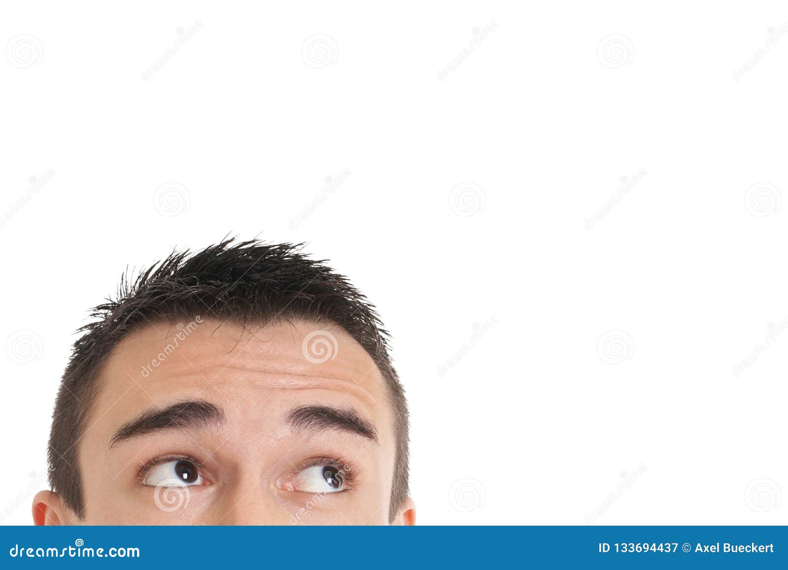 Male eyes looking up stock image. Image of puzzled, contemplate - 133694437