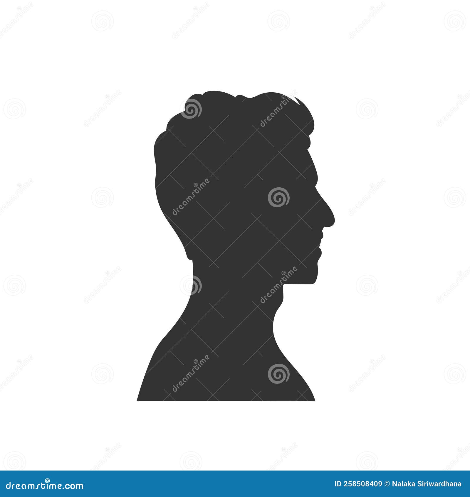 Face Man Head Icon Silhouette. Male Avatar Profile Icon. Stock Vector ...