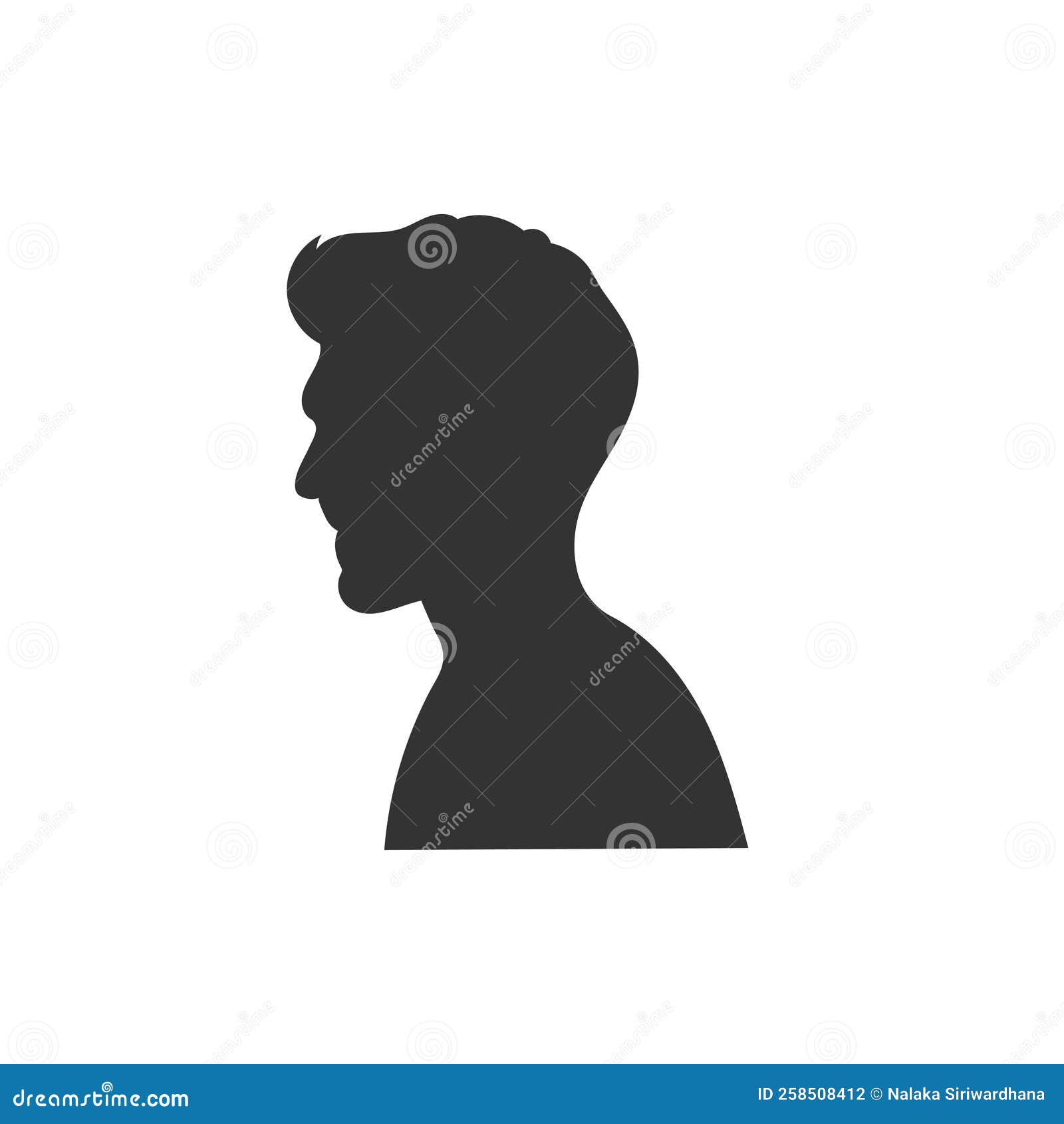 Face Man Head Icon Silhouette. Male Avatar Profile Icon. Stock Vector ...