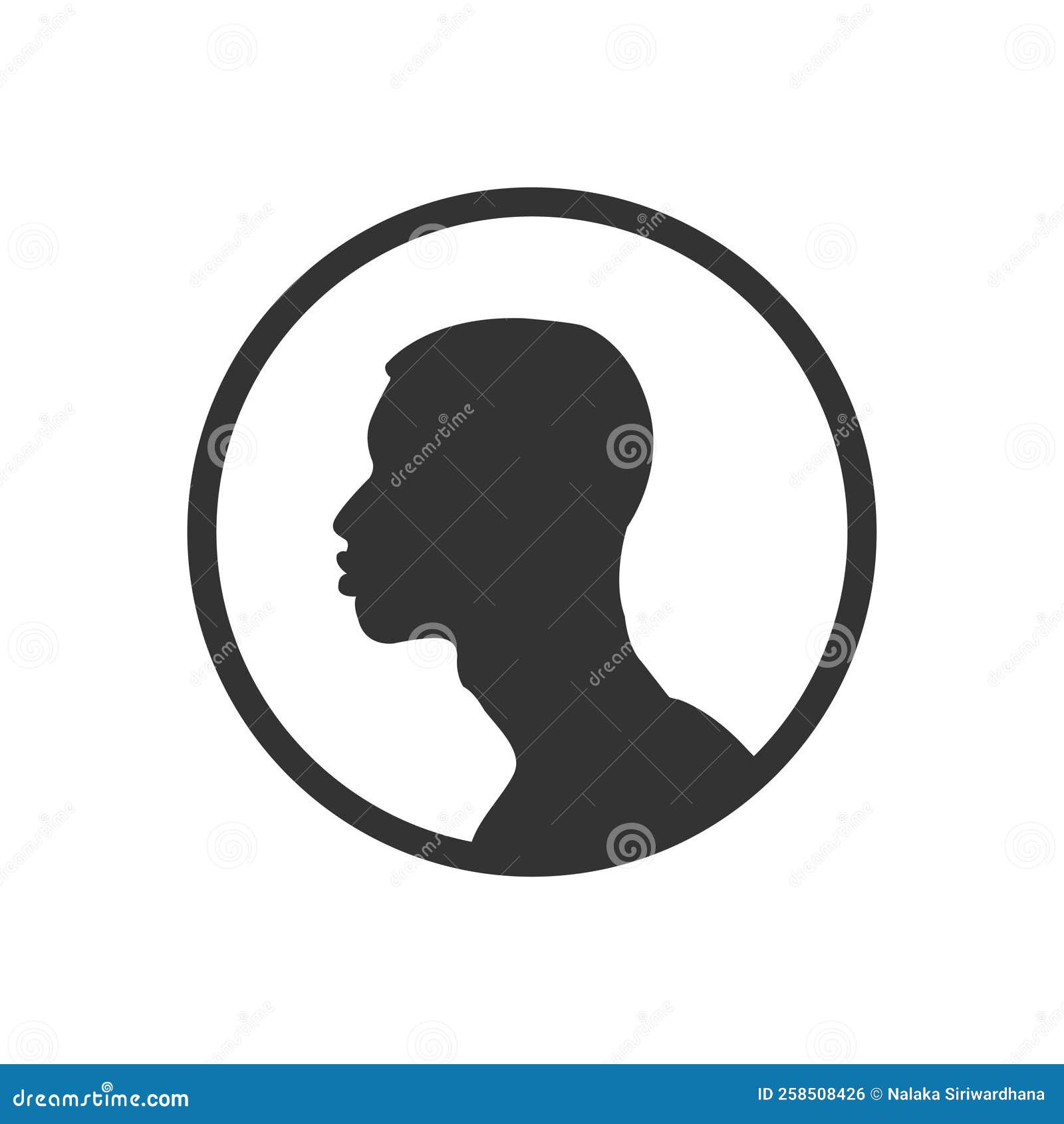 Face Man Head Icon Silhouette. Male Avatar Profile Icon. Stock Vector ...