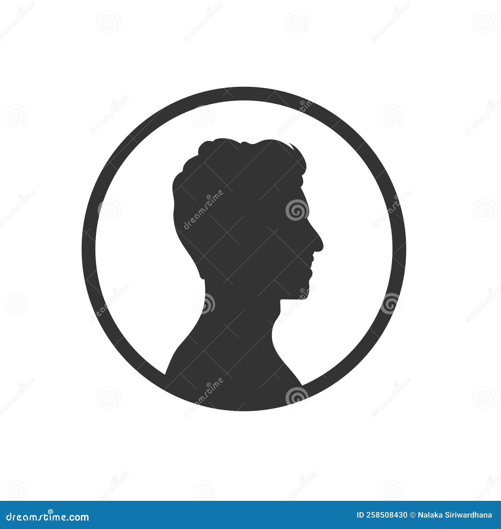 Face Man Head Icon Silhouette. Male Avatar Profile Icon. Stock Vector ...