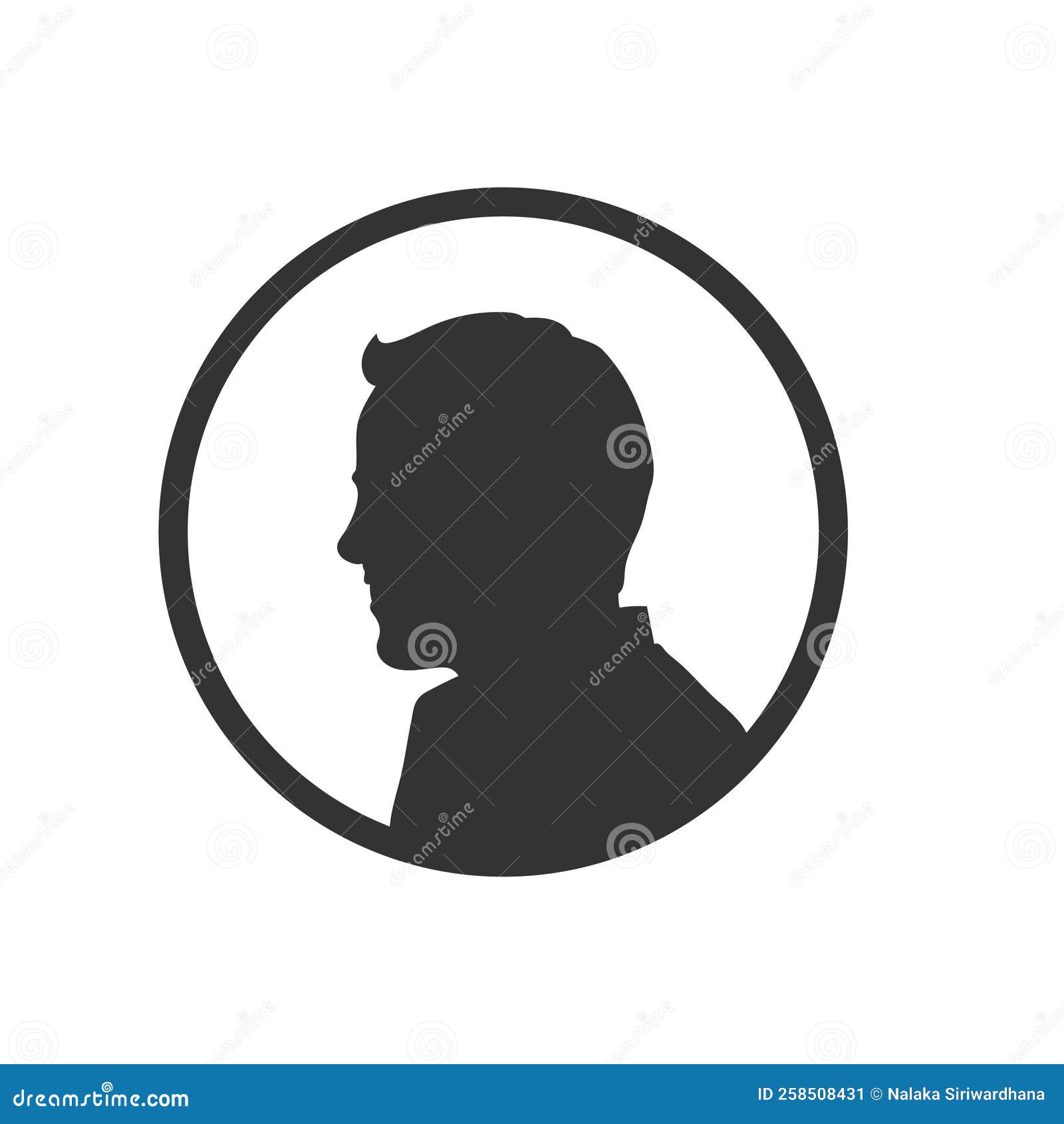 Face Man Head Icon Silhouette. Male Avatar Profile Icon. Stock Vector ...