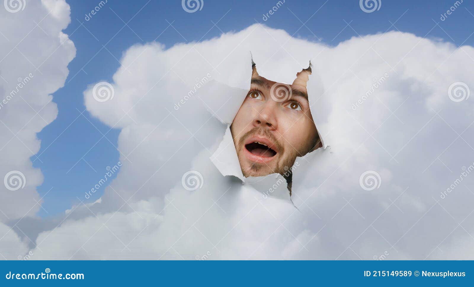 Male Face through the Hole in Paper Stock Image - Image of torn ...