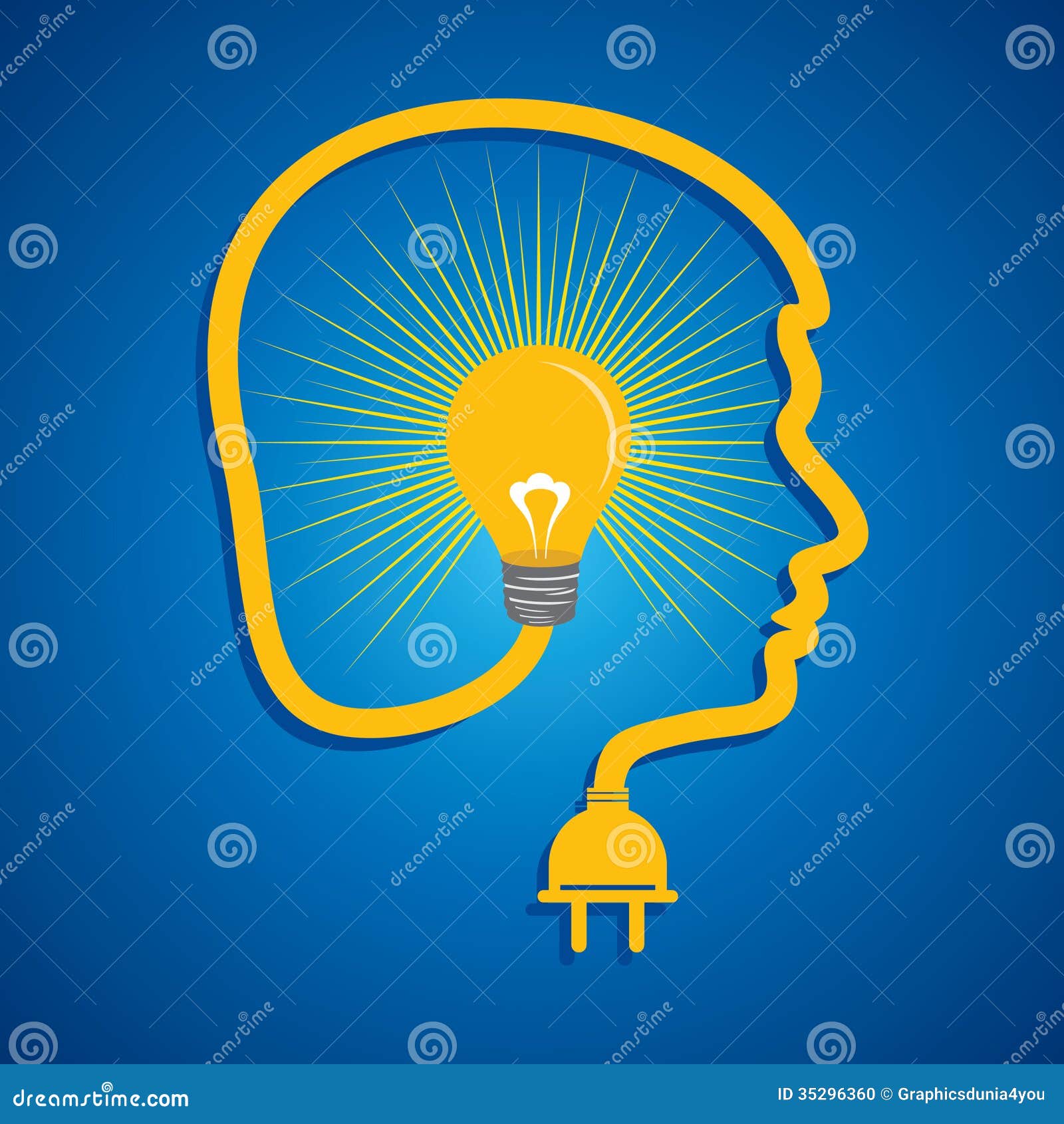 Male face with light-bulb stock vector. Illustration of idea - 35296360