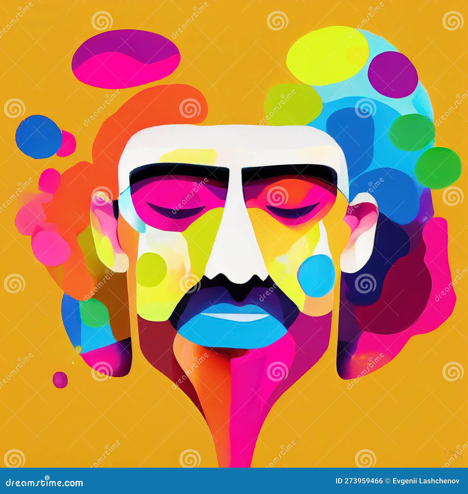 Male Face Multicolor Flat Illustration. Male Face With Closed Eyes. AI ...
