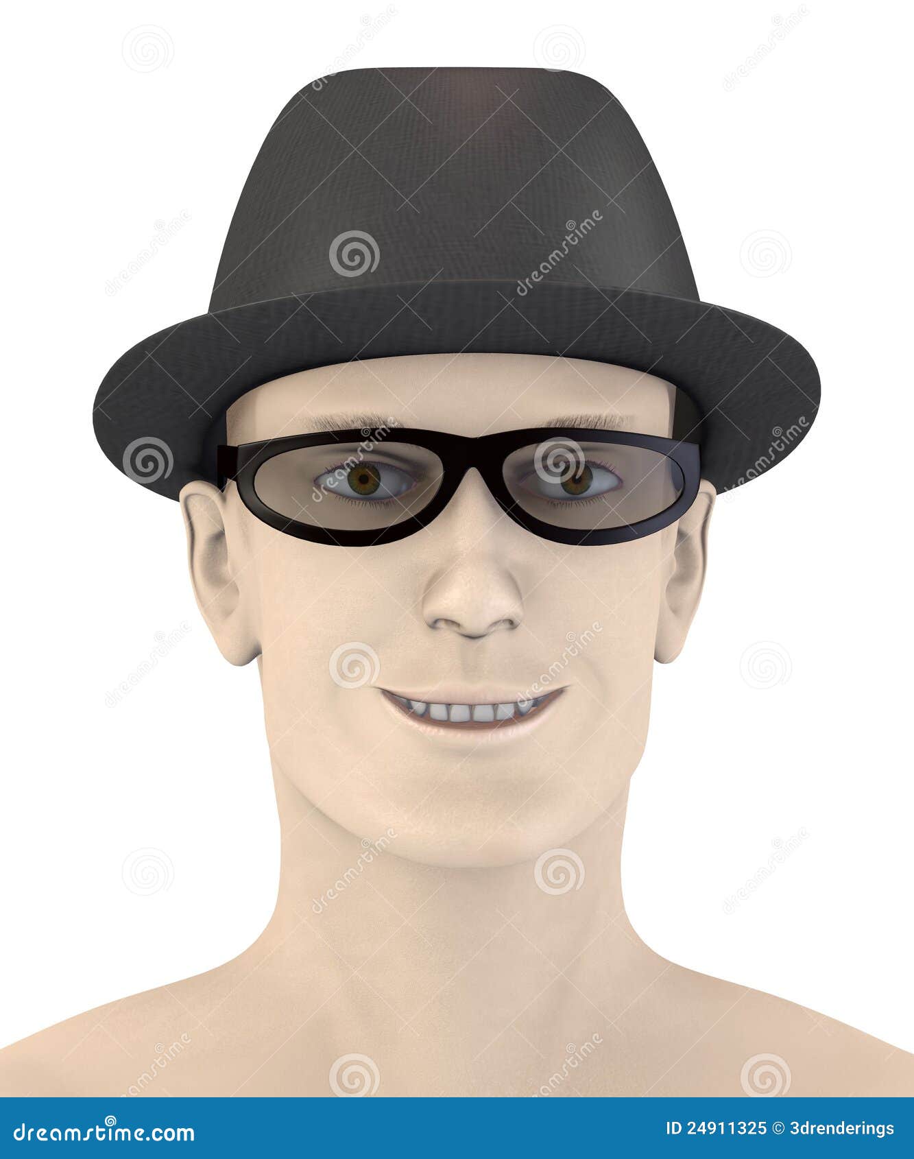 Male face - smile and hat stock illustration. Illustration of ...