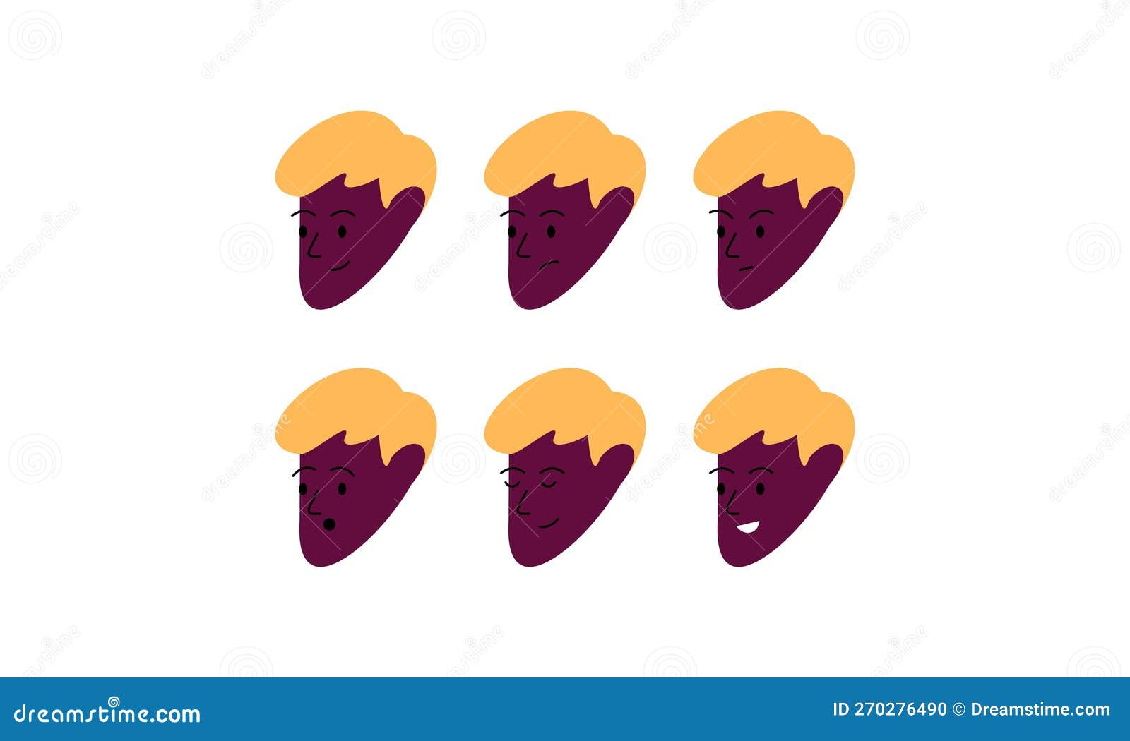 Male Faces with Different Expressions Stock Illustration - Illustration ...