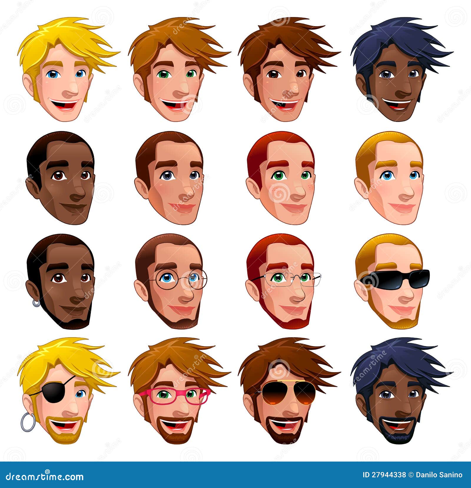 Male Faces, Vector Isolated Characters. Stock Vector - Illustration of ...