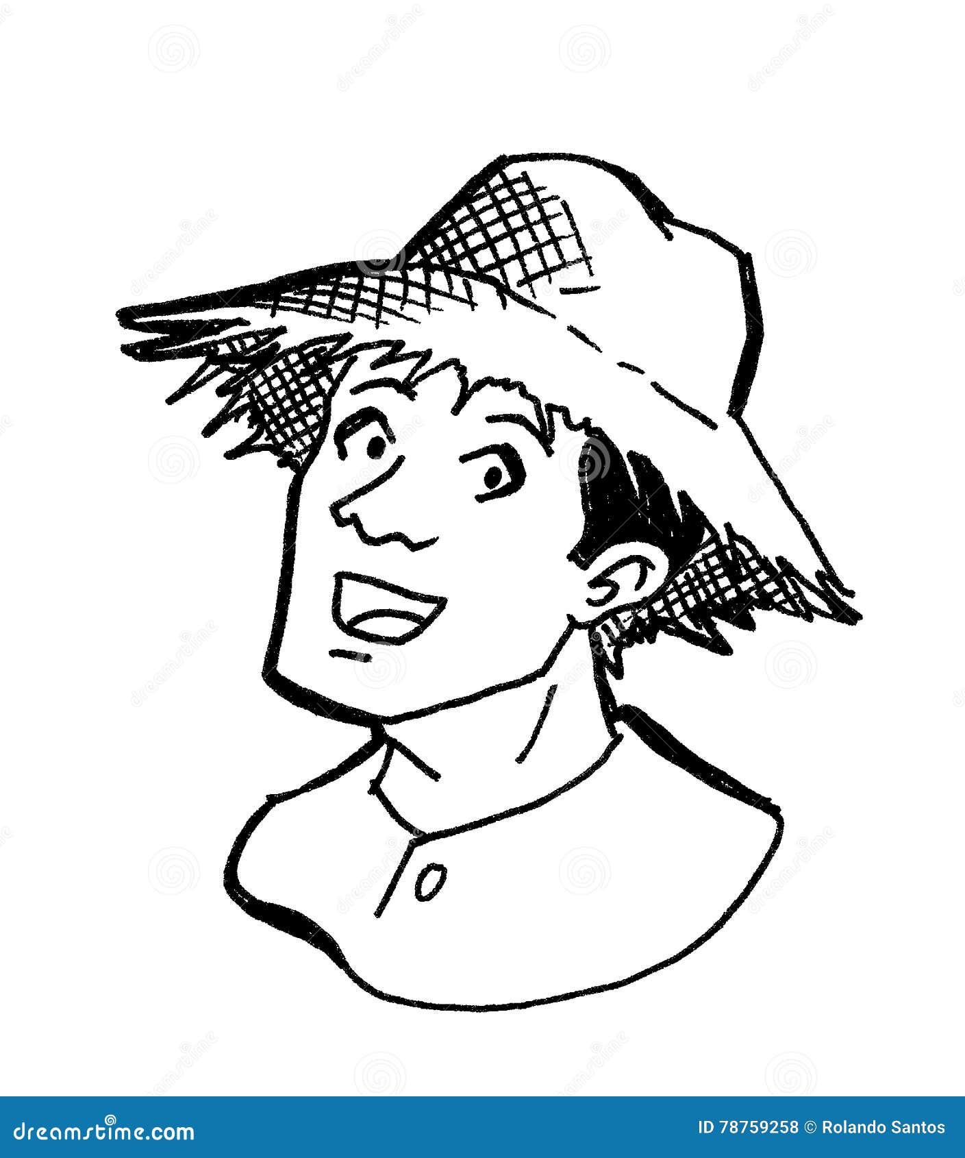 Male Filipino Farmer Standing Front View Comics Style Drawing Cartoon ...