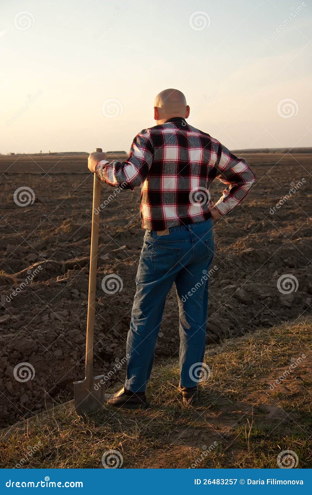 Male Farmer with Spade Back Stock Image - Image of equipment ...