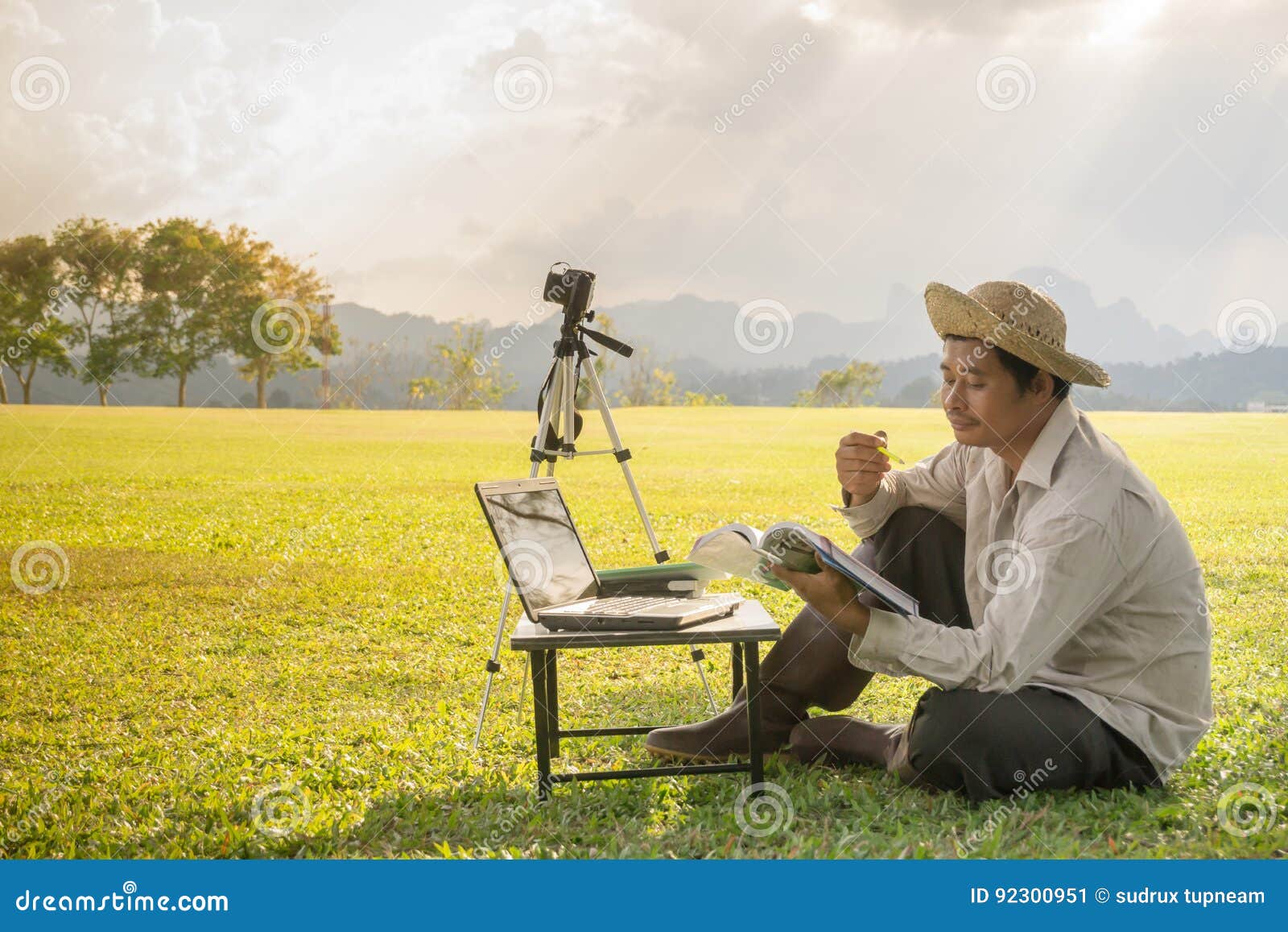 Male Farmers are Learning and Planning To Develop Farms. Stock Image ...