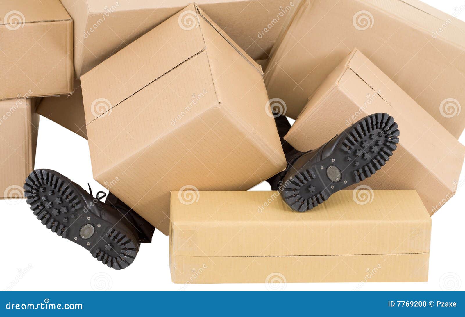 Male Feet and Heap of Boxes Stock Photo - Image of foot, heap: 7769200