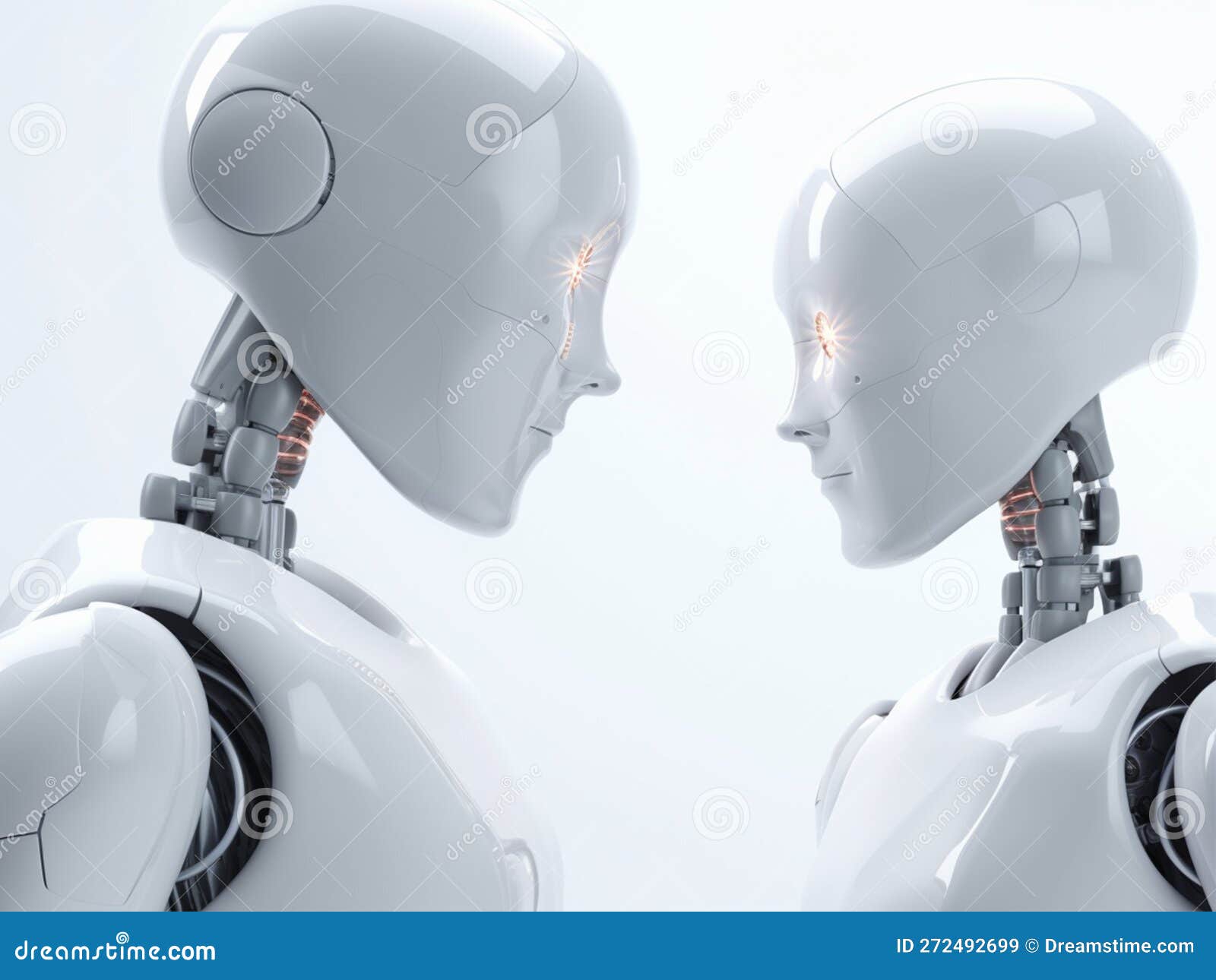 Robot Interact With Handicapped Person. Cartoon Cyborg Pushing Man With ...