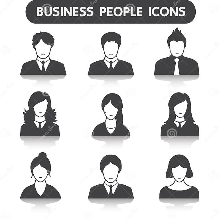Male And Female Business People Icon Set Stock Vector Illustration Of