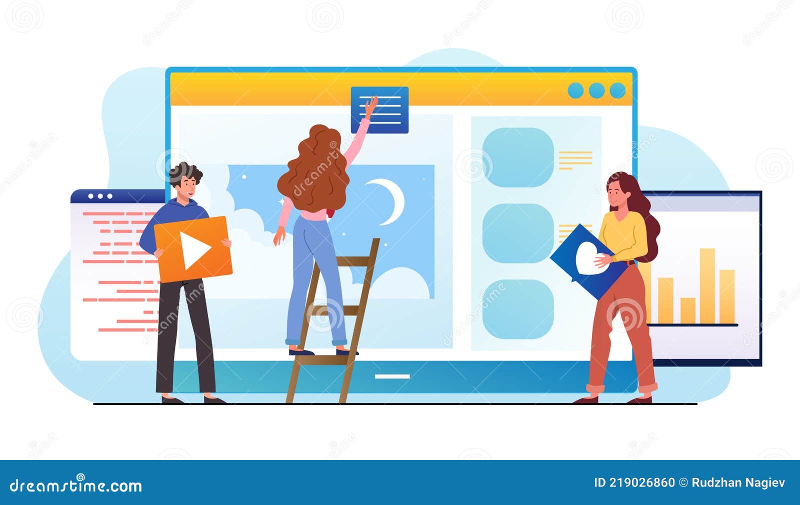 Male and Female Characters are Using Software Development Tools Stock ...