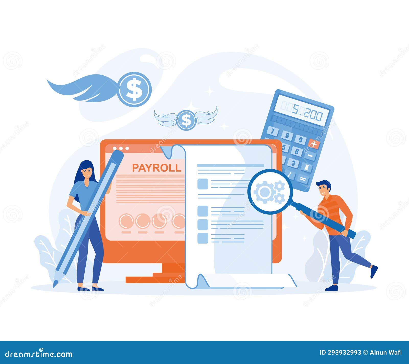 Payroll Teamwork Sign Concept Illustration Royalty-Free Cartoon ...