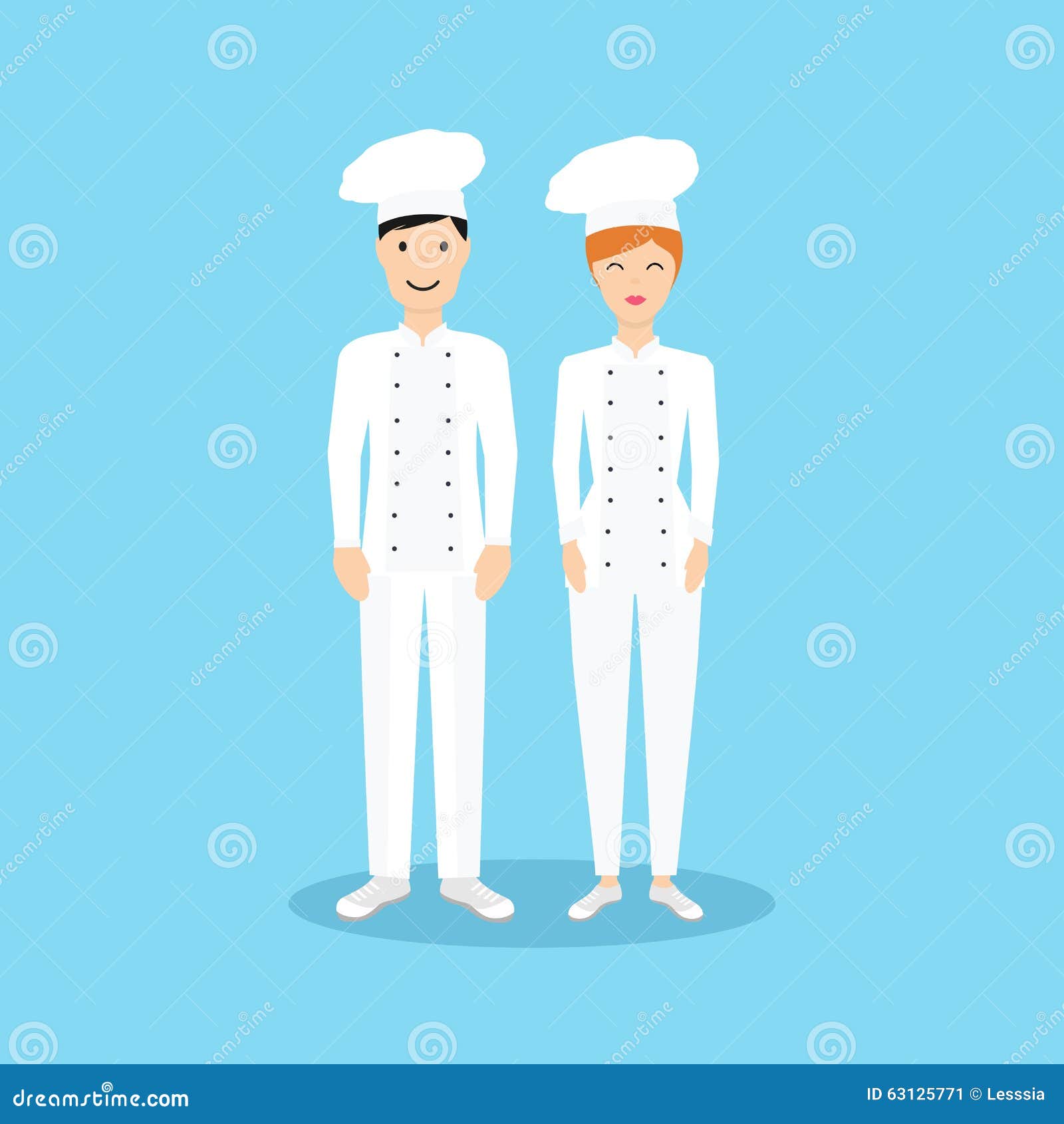 Male and Female Chef in Flat Design. Stock Vector - Illustration of ...