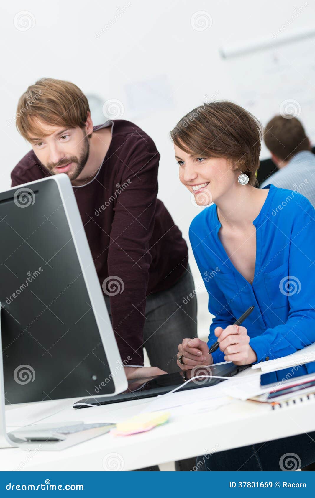 Male and Female Co-workers at the Office Stock Image - Image of meeting ...