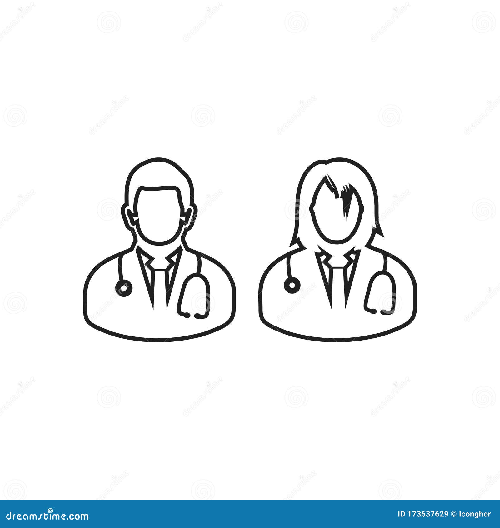 Male and Female Doctor Line Icon. Stock Vector - Illustration of ...