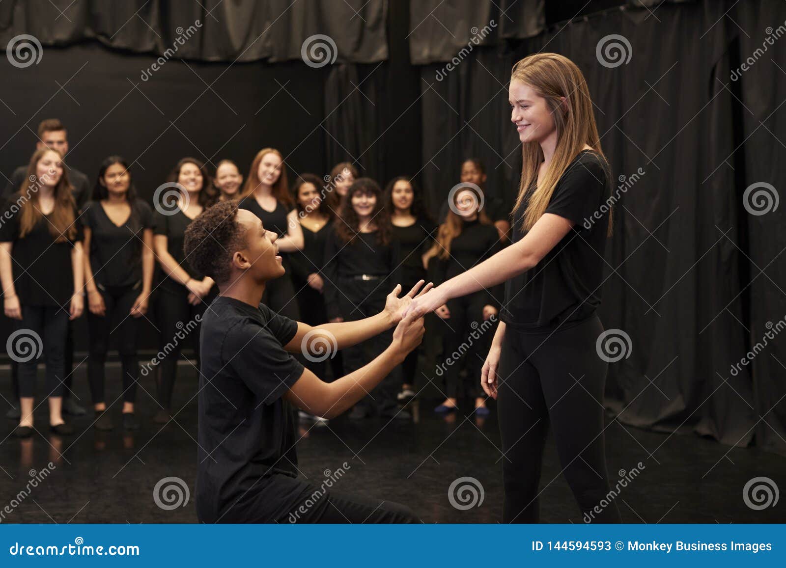 Male and Female Drama Students at Performing Arts School in Studio ...