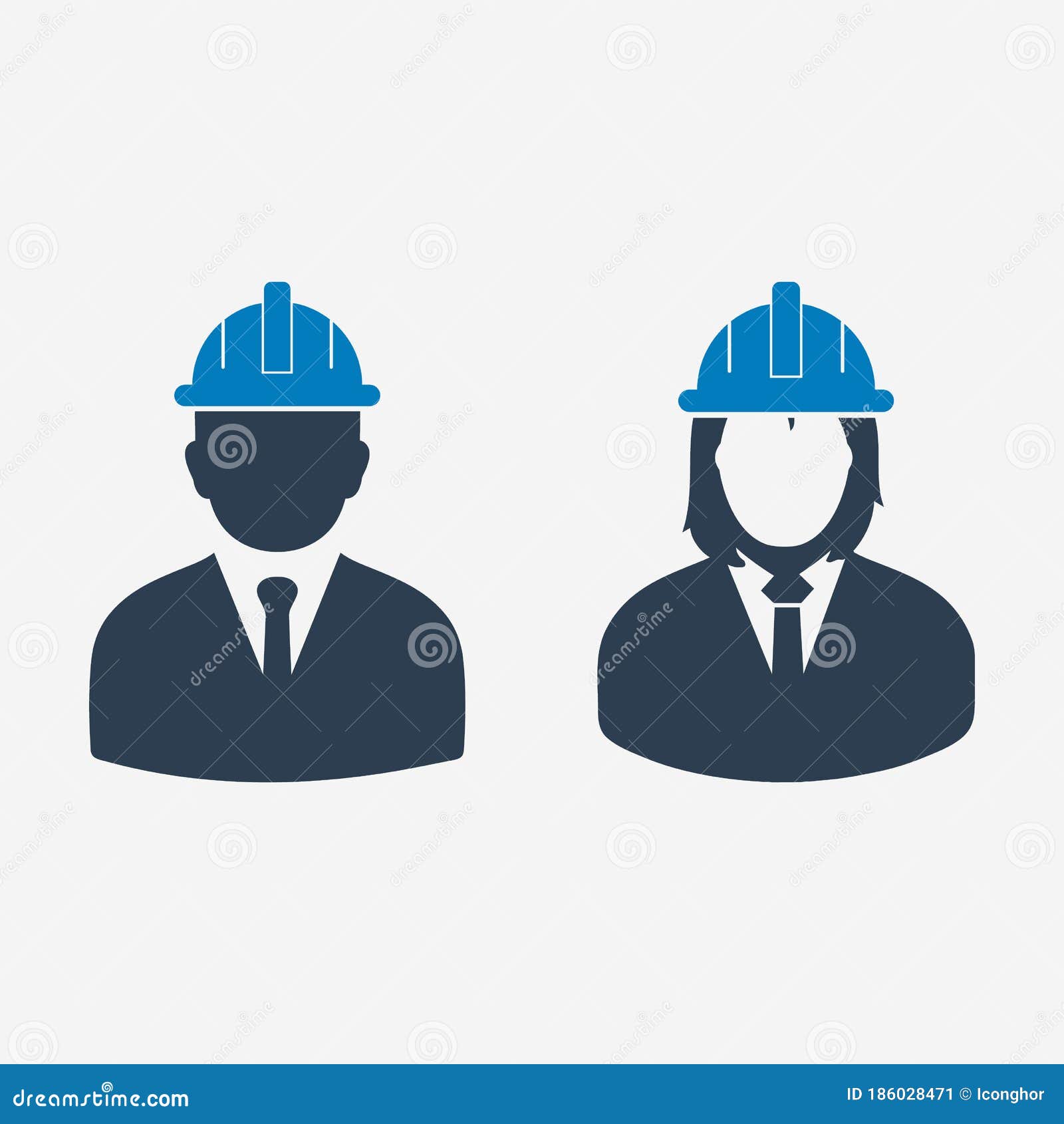 Male and Female Engineer, Construction Worker Icon. Stock Vector ...