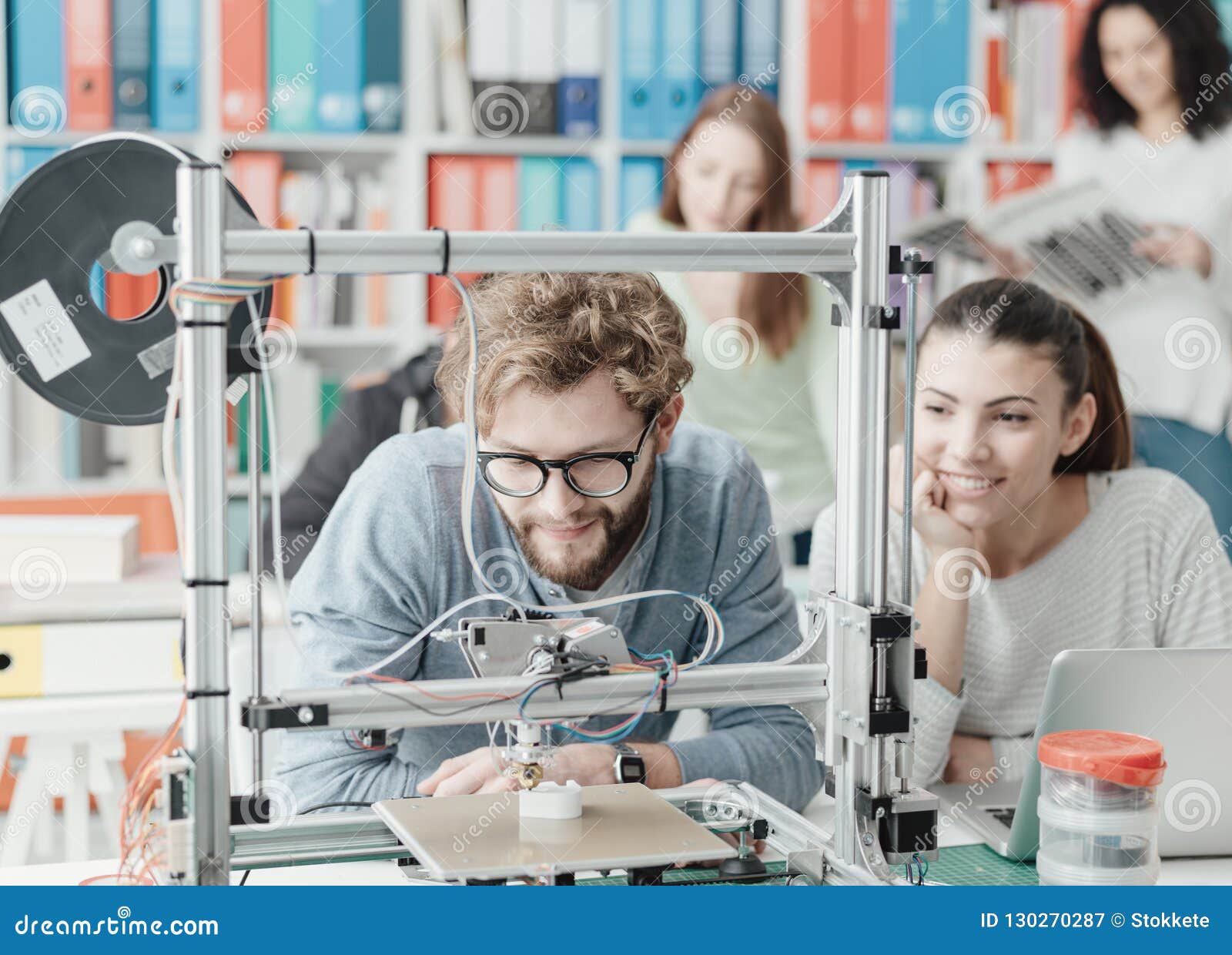 Students Using a 3D Printer Stock Image - Image of science, technology ...
