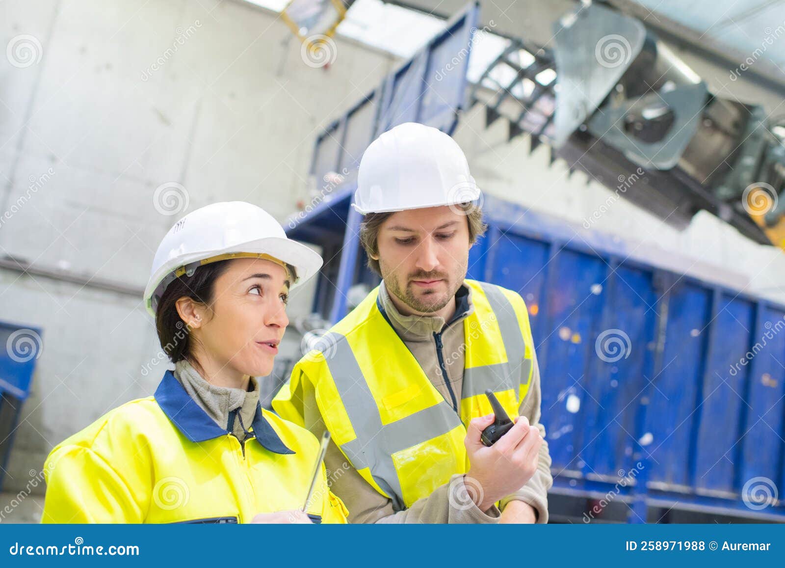 Male and Female Engineers Working in Power Plant Stock Photo - Image of ...