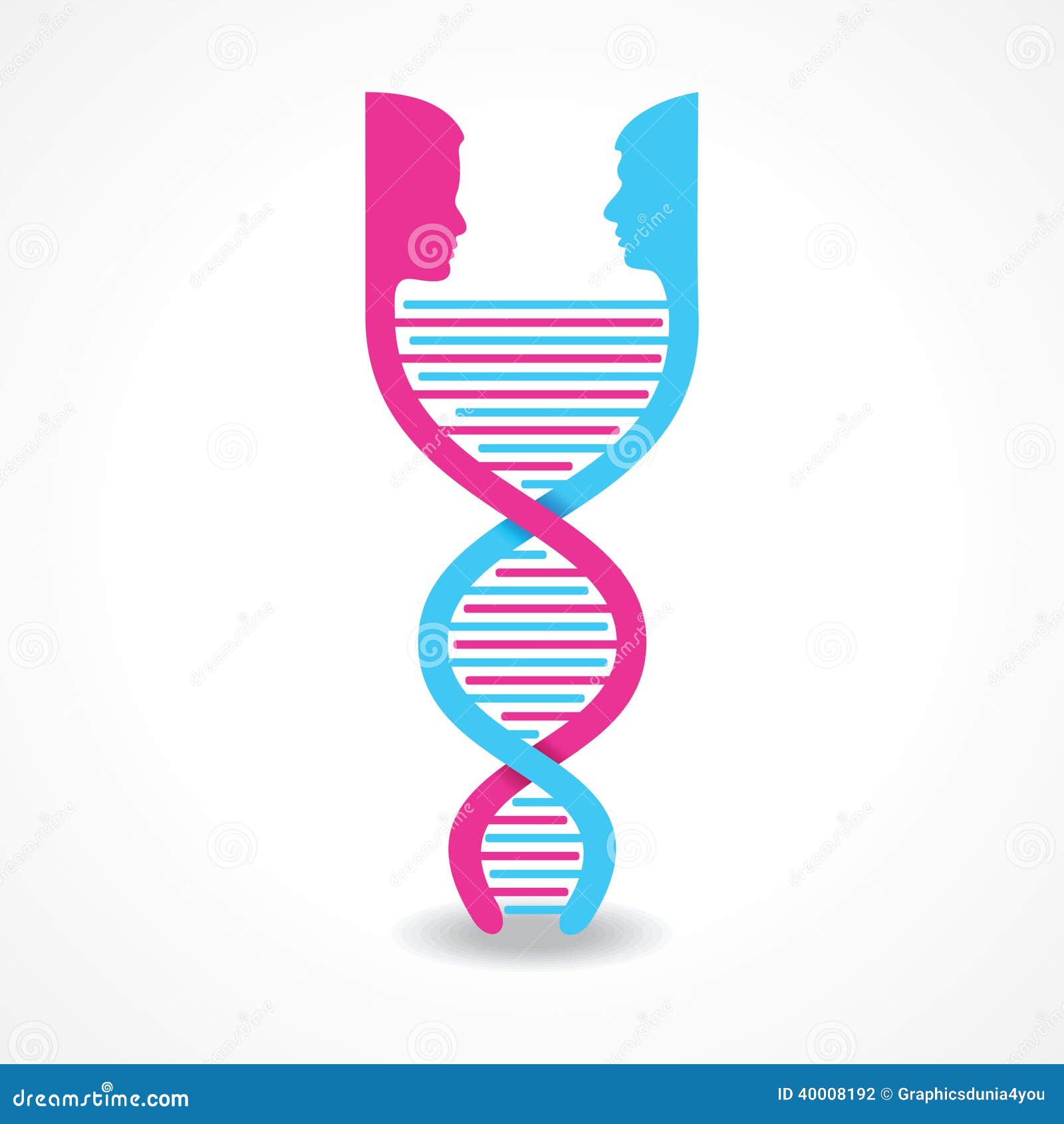 Male and Female Face Make DNA Strand Stock Vector - Illustration of ...