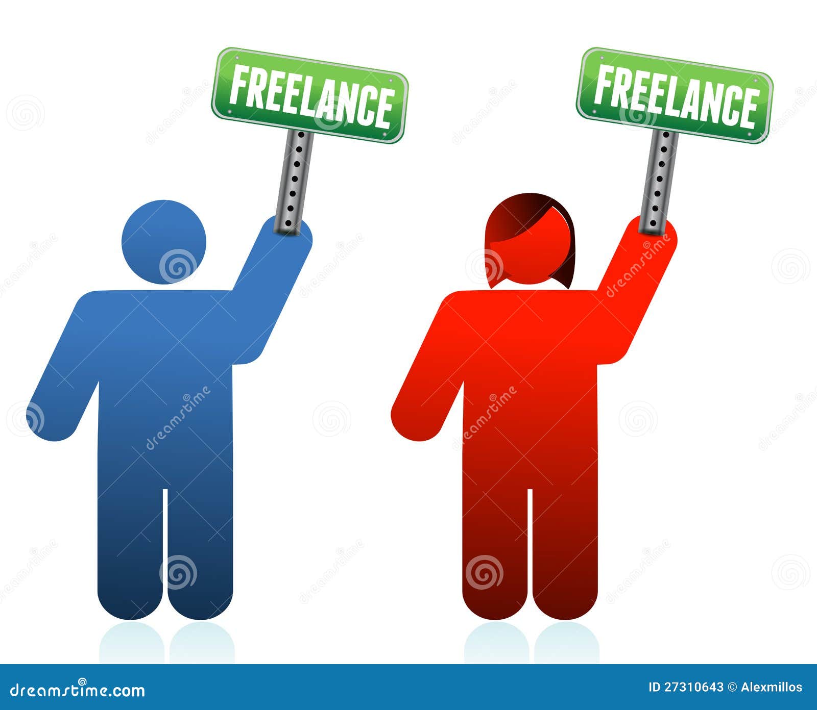 Male and Female Freelancer Signs Stock Illustration - Illustration of ...