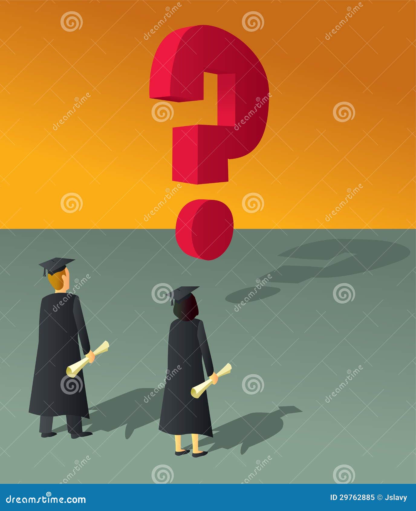 Man Is Staring At A Red Question Mark In A Dramatic Sky, Feeling Lost ...