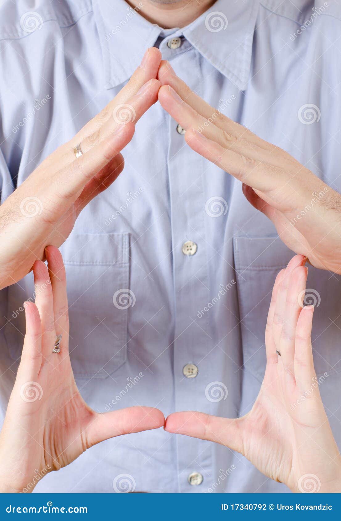 Male an Female Hands Forming a House Shape Stock Photo - Image of roof ...