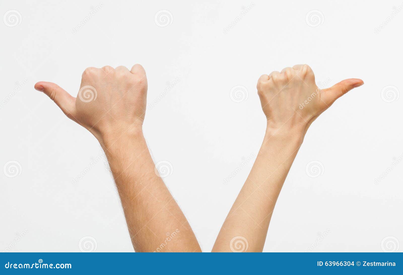 Male and Female Hands Showing Different Direction Stock Photo - Image ...