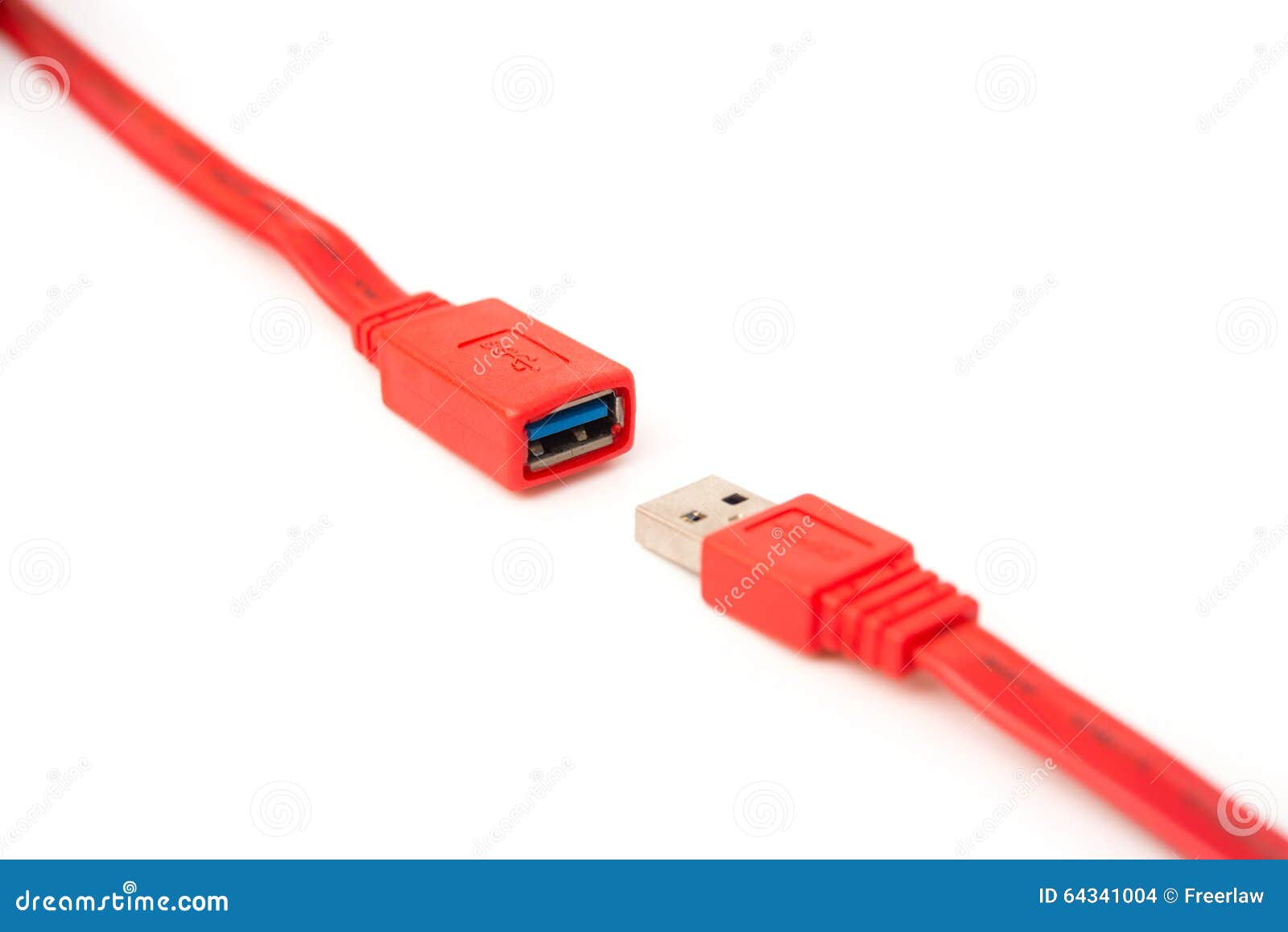 Male and Female Heads of Red Usb Cable on White Stock Photo - Image of ...
