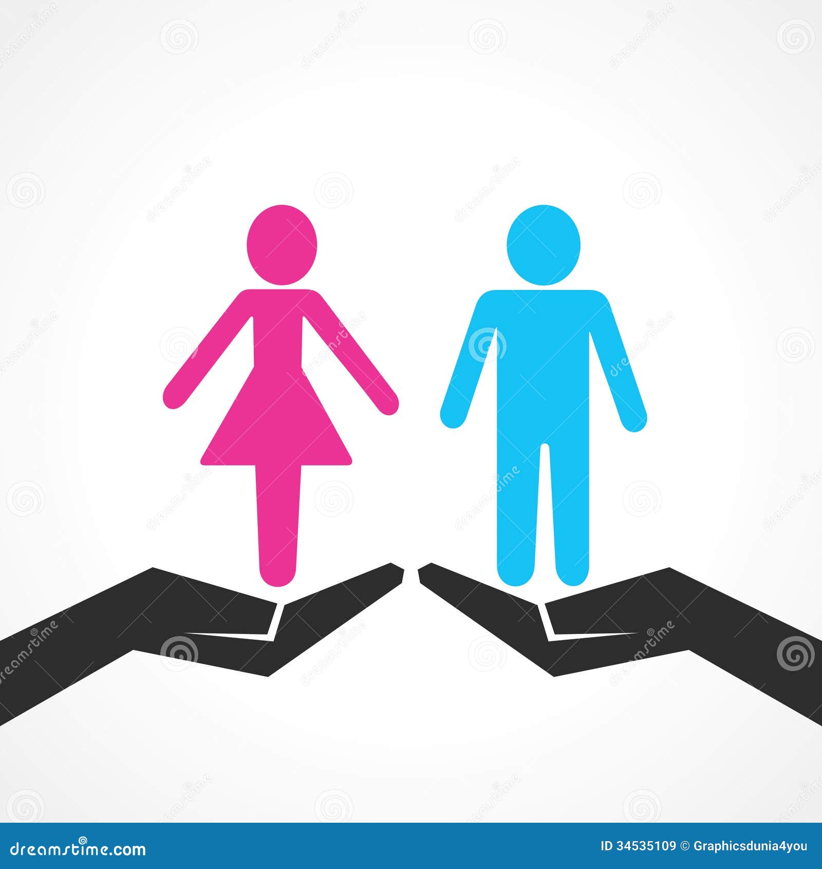 Male and Female Icon on Hand Stock Vector - Illustration of female ...