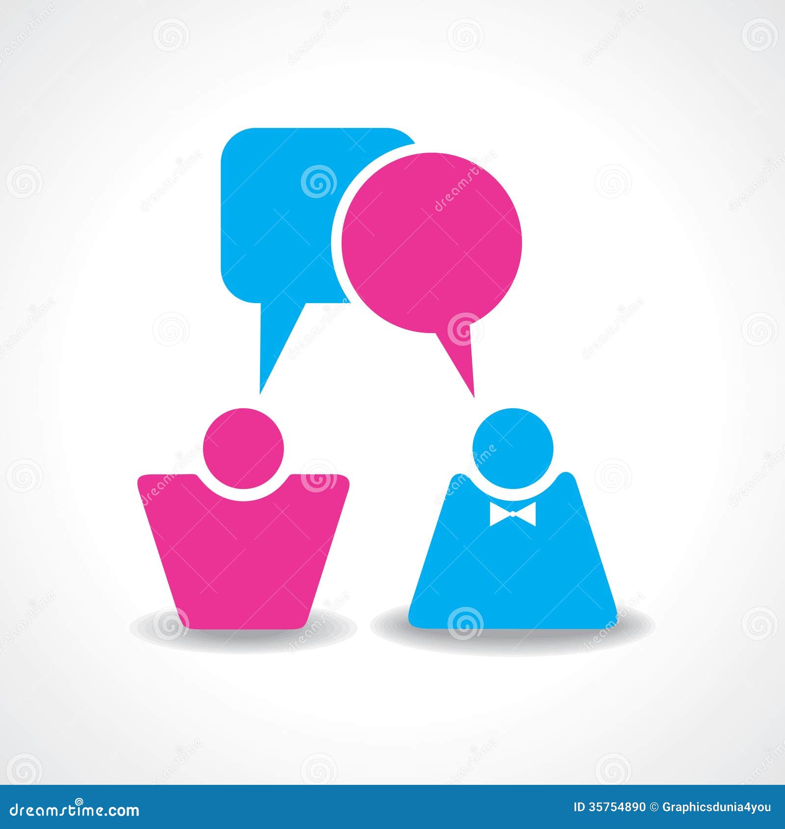 Male and Female Icons with Dialog Speech Bubbles Stock Vector ...