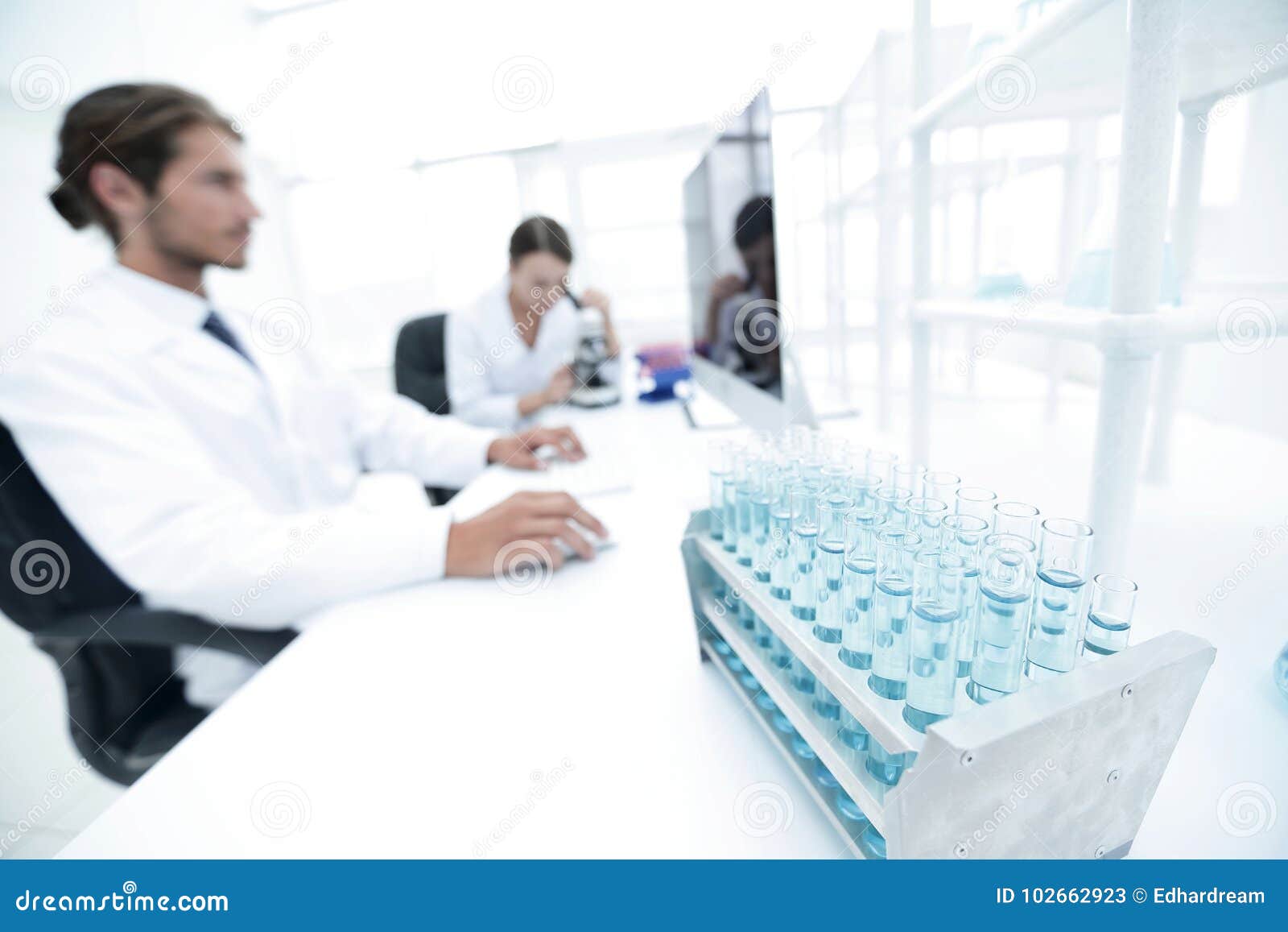 Side View of Scientists Working in Laboratory Stock Image - Image of ...