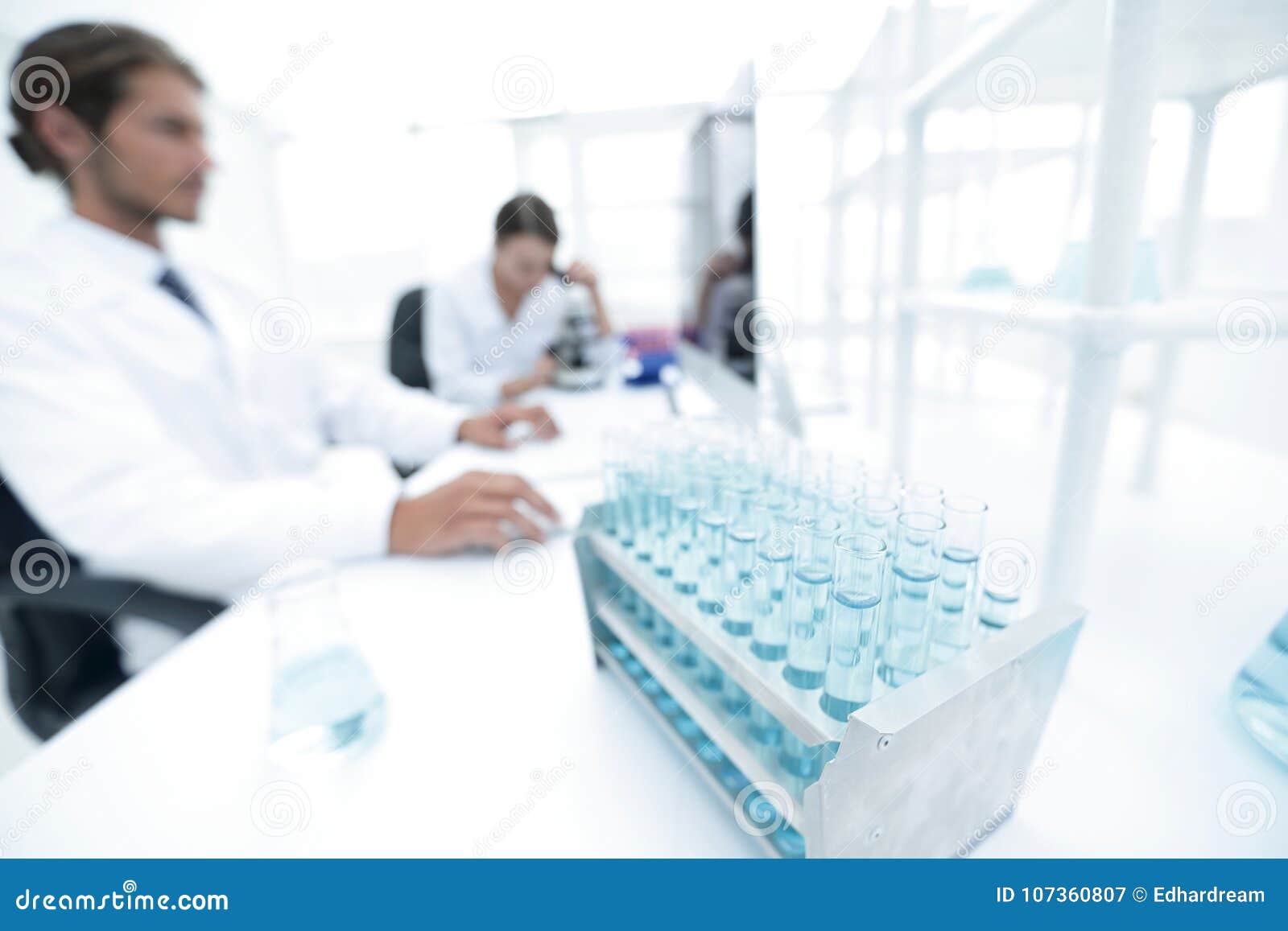 Side View of Scientists Working in Laboratory Stock Image - Image of ...