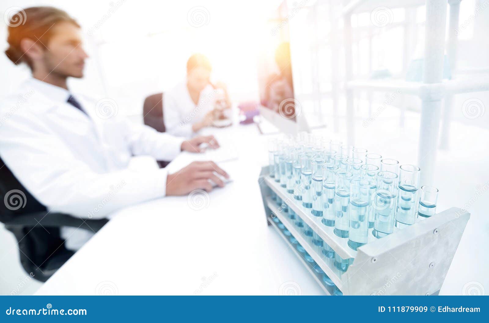 Side View of Scientists Working in Laboratory Stock Image - Image of ...