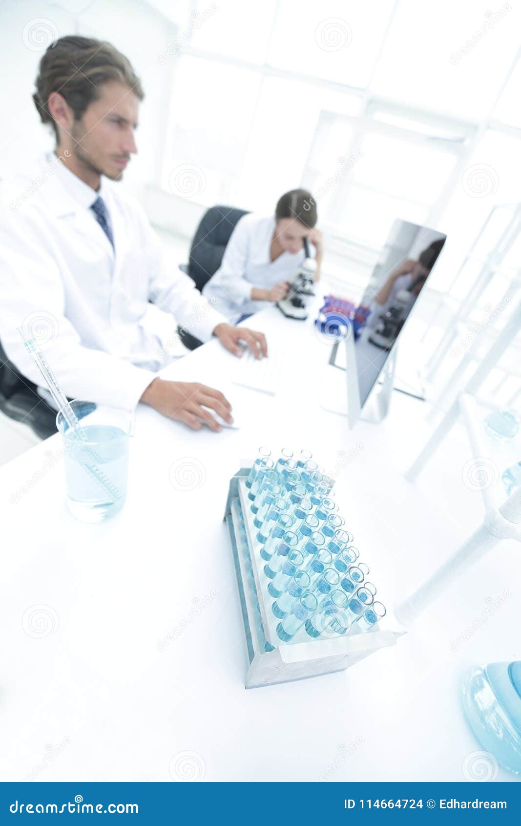 Side View of Scientists Working in Laboratory Stock Photo - Image of ...