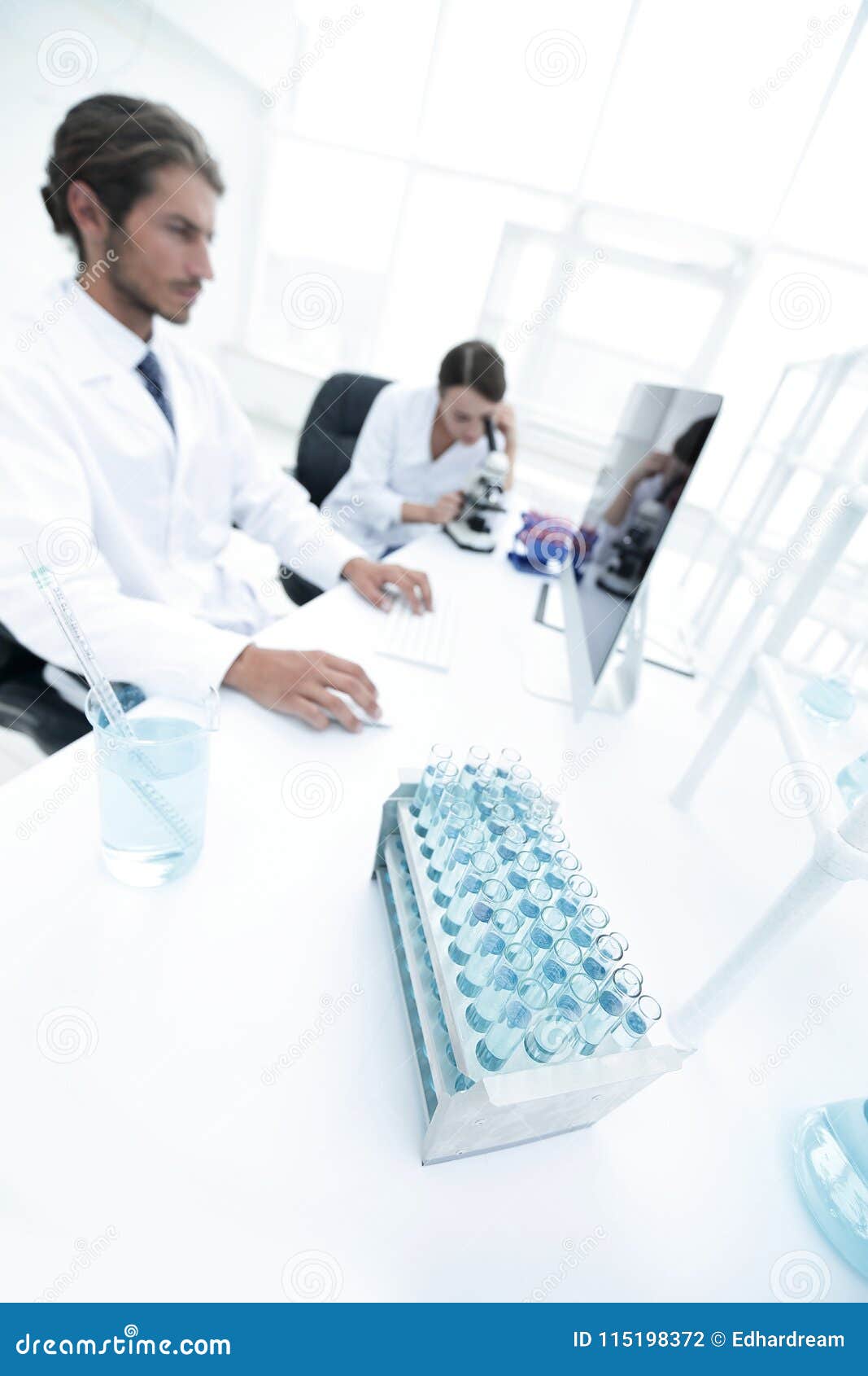 Side View of Scientists Working in Laboratory Stock Photo - Image of ...