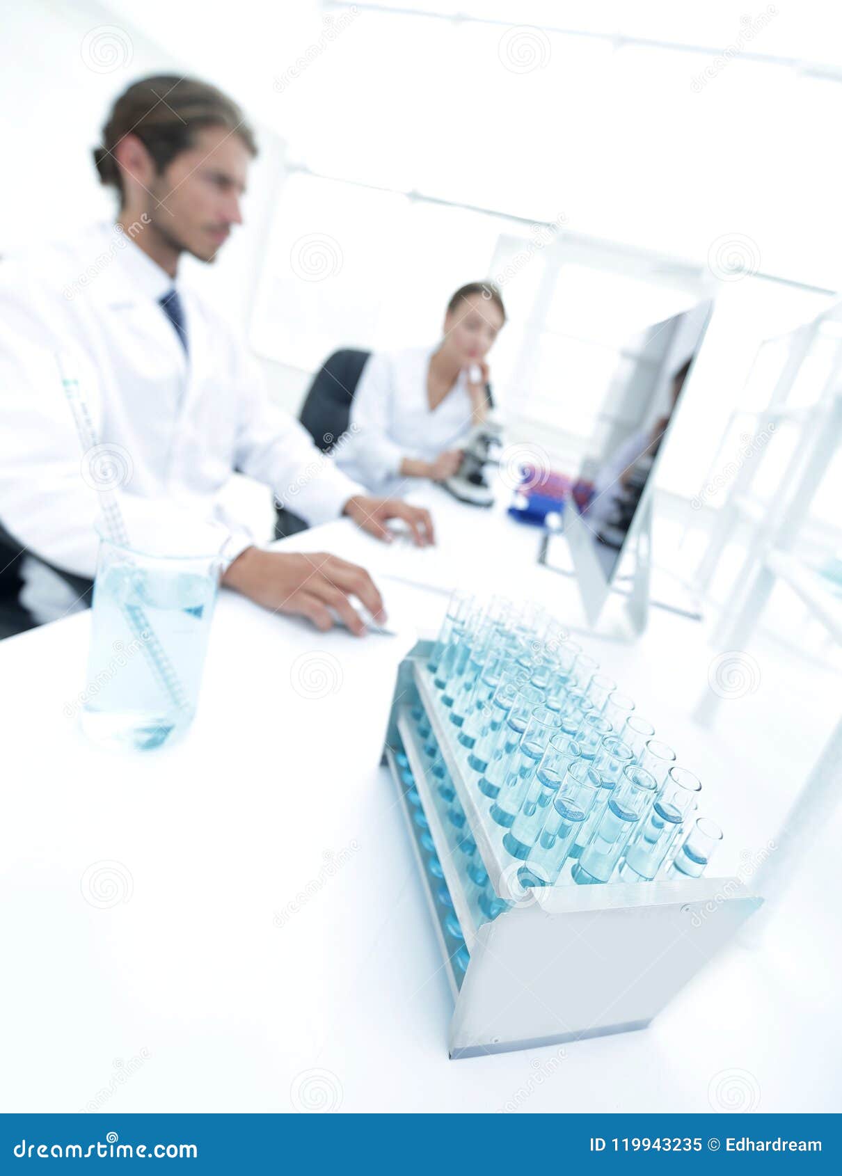 Side View of Scientists Working in Laboratory Stock Image - Image of ...