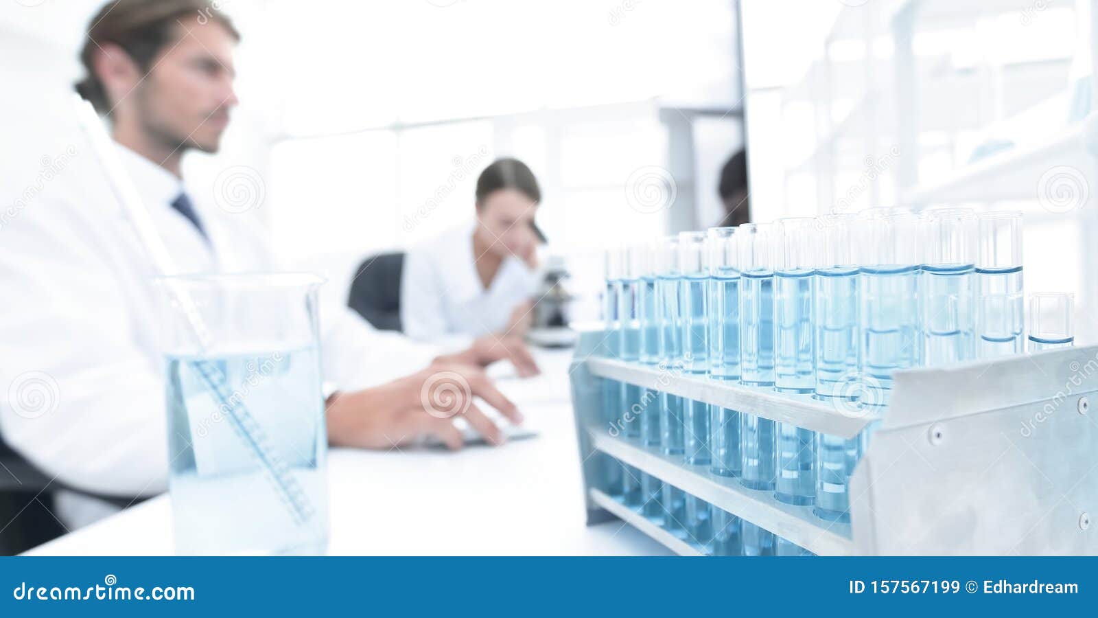 Side View of Scientists Working in Laboratory Stock Image - Image of ...